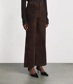 FRAME Suede Le Slim Palazzo High-rise Wide-leg Jeans