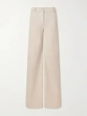 NILI LOTAN Florence Cotton-blend Corduroy Flared Pants - Neutrals