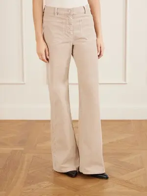 NILI LOTAN Florence Cotton-blend Corduroy Flared Pants - Neutrals