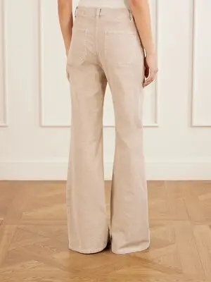 NILI LOTAN Florence Cotton-blend Corduroy Flared Pants - Neutrals