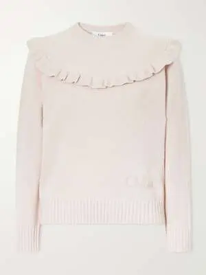 Chloé Ruffled Cashmere And Wool-blend Sweater - Ivory