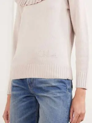 Chloé Ruffled Cashmere And Wool-blend Sweater - Ivory