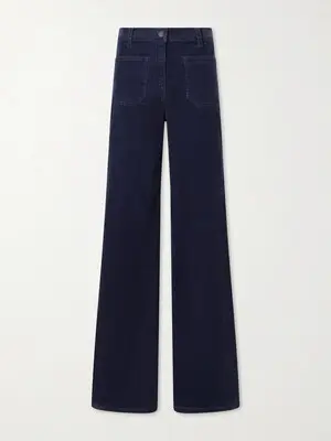 NILI LOTAN Florence Cotton-blend Corduroy Flared Pants - Blue