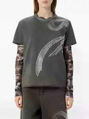 Blumarine Stud-embellished Eyelet T-shirt