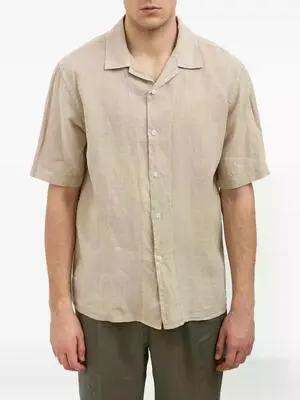 DANIELE ALESSANDRINI Linen Bowling Shirt - Neutrals