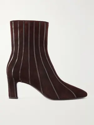HERBERT LEVINE A Fine Line 65 Leather-trimmed Suede Ankle Boots - Brown