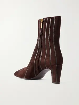 HERBERT LEVINE A Fine Line 65 Leather-trimmed Suede Ankle Boots