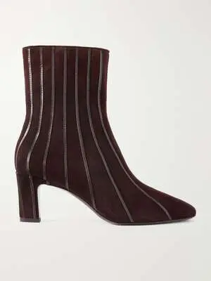 HERBERT LEVINE A Fine Line 65 Leather-trimmed Suede Ankle Boots - Chocolate