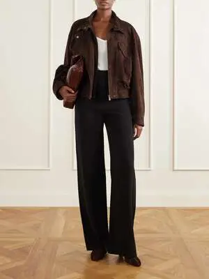 HERBERT LEVINE A Fine Line 65 Leather-trimmed Suede Ankle Boots - Chocolate