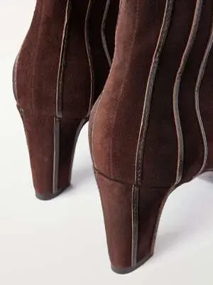 HERBERT LEVINE A Fine Line 65 Leather-trimmed Suede Ankle Boots - Chocolate