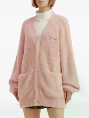 FINGERCROXX Embroidered-logo Fluffy Cardigan