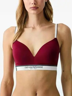 Emporio Armani Logo-underband Triangle Bra - Red