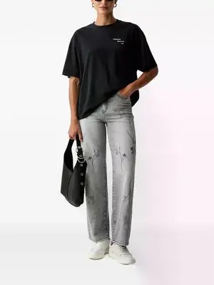 FRACOMINA Floral-embroidered Straight-leg Jeans