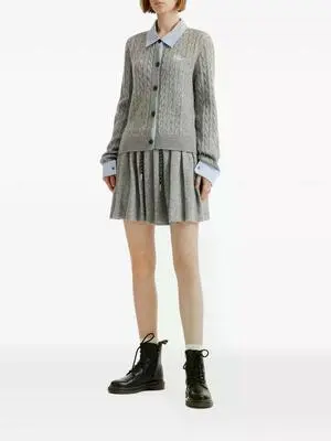 MUSIUM DIV. Cable-knit Lcardigan And Mini Skirt Set