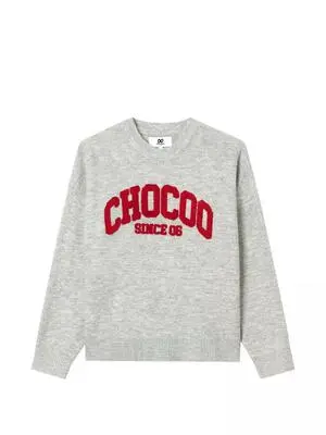 CHOCOOLATE Logo-patch Crew-neck Sweater - Grey