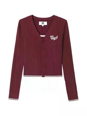 CHOCOOLATE Cable-knit Embroidered Cardigan Set - Red