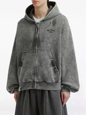 Izzue Logo-embroidered Acid-wash Hoodie