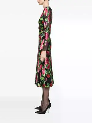 NISSA Floral Silk And Viscose Midi Dress
