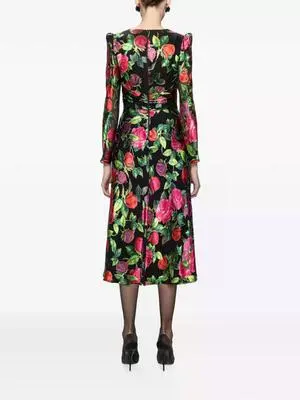 NISSA Floral Silk And Viscose Midi Dress
