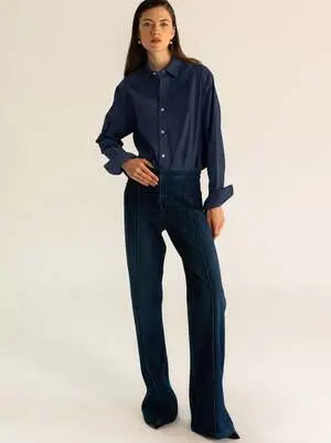 CALLAS MILANO Billie Scarf Back Shirt Navycombo