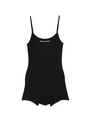 Sporty & Rich Logo-print Playsuit - Black