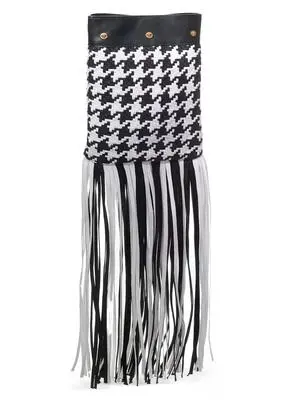 Versace Houndstooth-pattern Fringed-hem Shoulder Bag