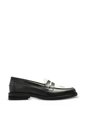 DUKE + DEXTER Wilde Lip-print Leather Loafers - Black