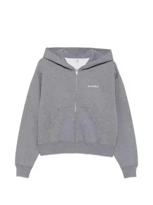 Sporty & Rich Logo-embroidered Zip-up Hoodie - Grey