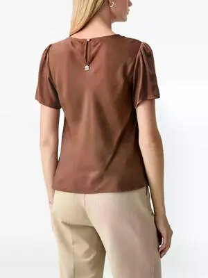 FRACOMINA V-neck Puff-sleeve Blouse - Brown