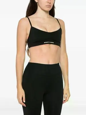 Sporty & Rich Logo-print Ruched Sports Bra
