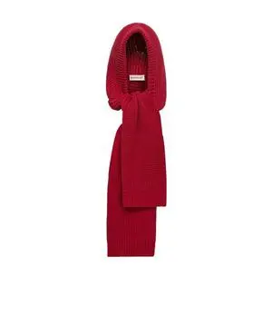 Moncler Wool Cashmere Blend Hooded Scarf - Red