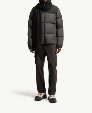 Moncler Logo Wool Rib Knit Scarf