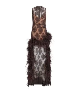 Giuseppe Di Morabito Lace Feather-trim Asymmetric Dress - No