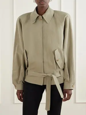 Magda Butrym Belted Cotton-gabardine Jacket - Neutrals