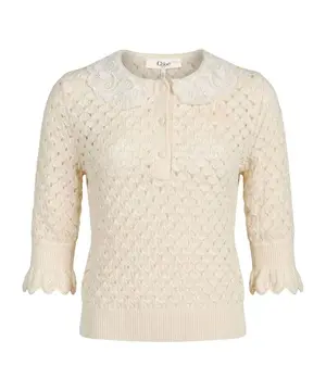 Chloé Minimalist Solid-color Crocheted Top - Camel