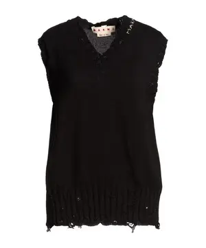 Marni Solid-colored Sleeveless V-neck Knitwear - Black