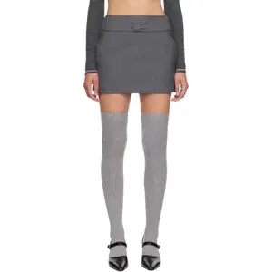SHUSHU/TONG Bow-detail Low-waist Mini Skirt - Grey