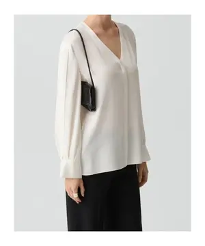 Theory V-neck Flared-cuff Blouse