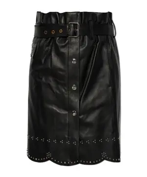 Marni Leather Skirt With Micro-studs - Black