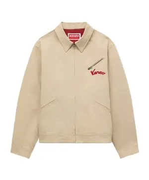 Kenzo Varsity' Embroidered Genderless Workwear Blouson In Cotton - Light Brown