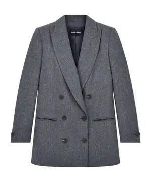 Giorgio Armani Double-breasted Jacket In Virgin Wool Flannel And Cashmere