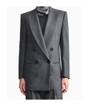 Giorgio Armani Double-breasted Jacket In Virgin Wool Flannel And Cashmere