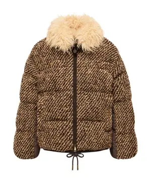 Moncler Dynamique Bouclé Short Down Jacket - Brown
