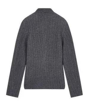Giorgio Armani Herringbone Cashmere Knit Jacket With Stand Collar