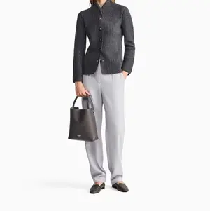 Giorgio Armani Herringbone Cashmere Knit Jacket With Stand Collar