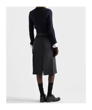 Prada Slit Detailed Layered Midi Skirt