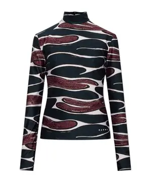 Marni Lycra Top With Crimson Flow Print
