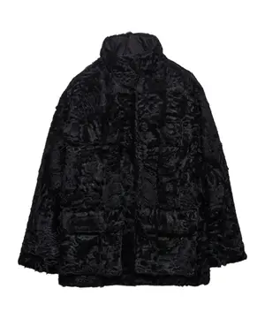 Prada Shearling Caban Jacket - Black