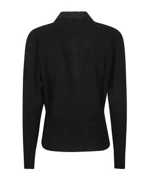 ERMANNO FIRENZE Lace-collar Polo Top - Black