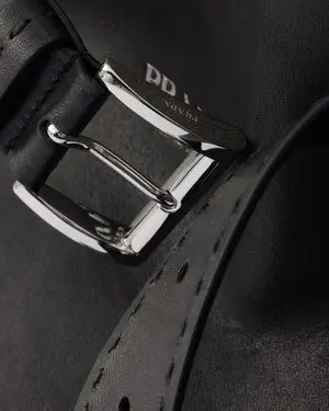 Prada Buckle Antiqued Nappa Leather Bag - Black